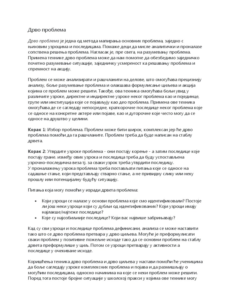 Drvo Problema - Strategije I Tehnike Za Resavanje Problema | PDF