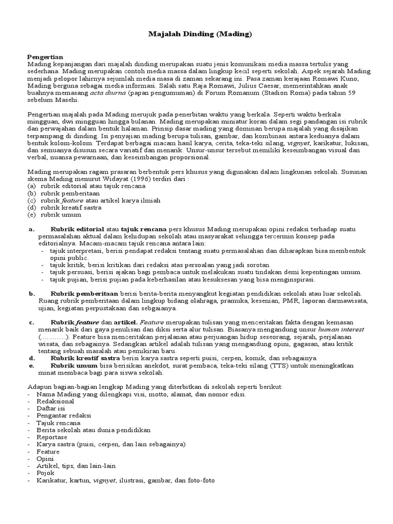 Mading Dan Majalah JURNALISTIK SMA | PDF | Seni