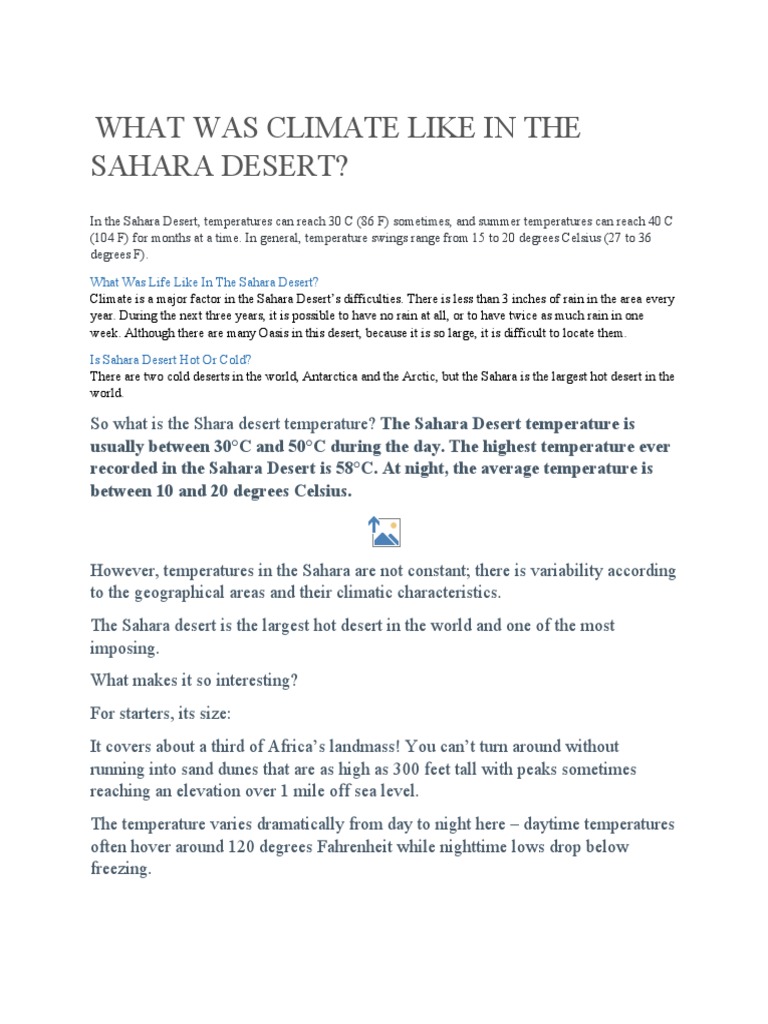 What Was Climate Like in The Sahara Desert? | PDF | Sahara | Desert