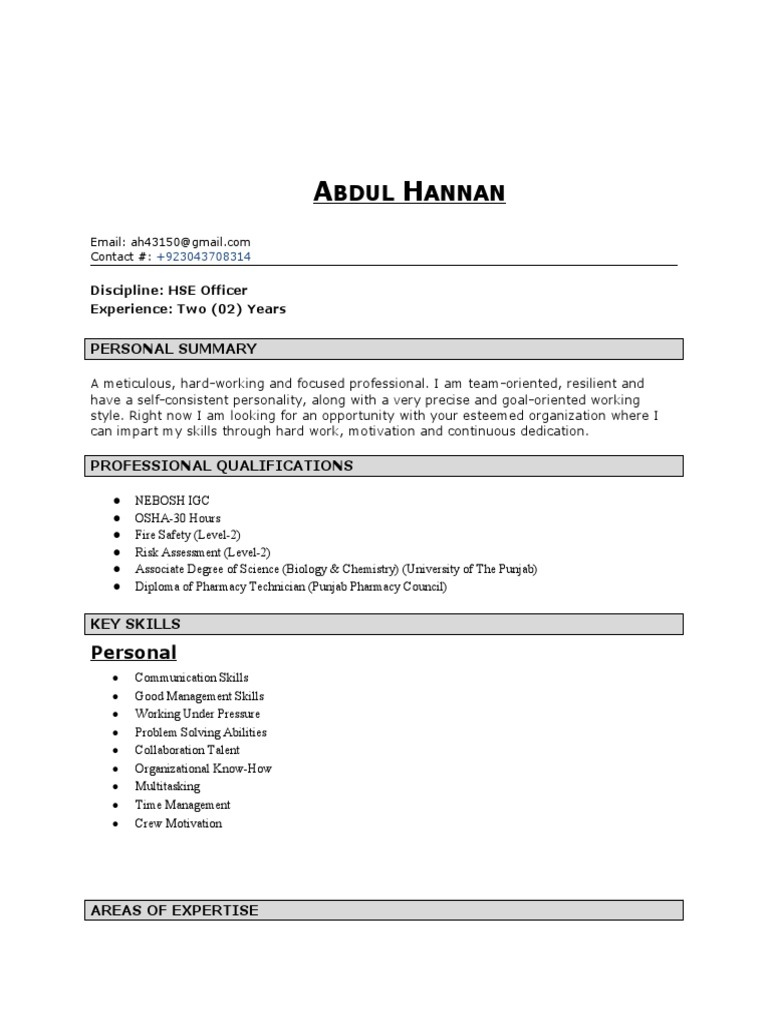 HSE Officer CV | PDF | Safety | Occupational Safety And Health