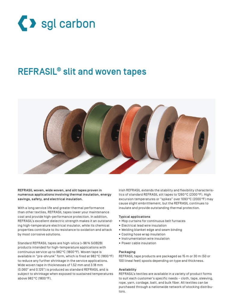 SGL Technical Info REFRASIL Slit and Woven Tapes en | PDF | Textiles ...
