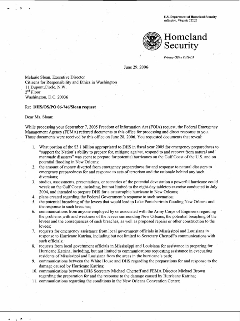 The Best Laid Plans: DHS Response To CREW Lawsuit: FEMA and Hurricane ...