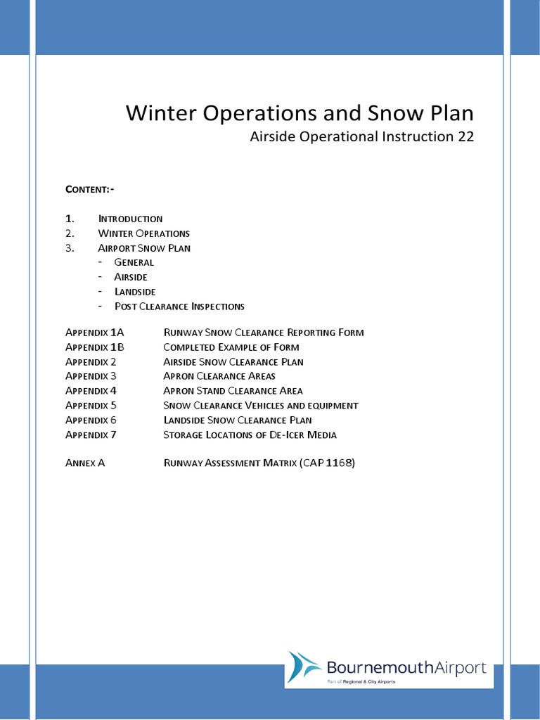 Winter Operations & Snow Clearance Plan | PDF | Airport | Air Traffic ...