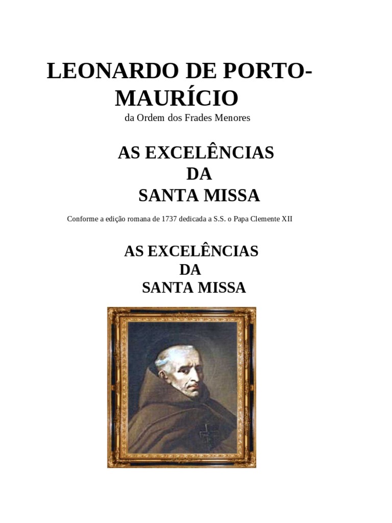 As Excelências Da Santa Missa | PDF | Missa (liturgia) | Sacrifício