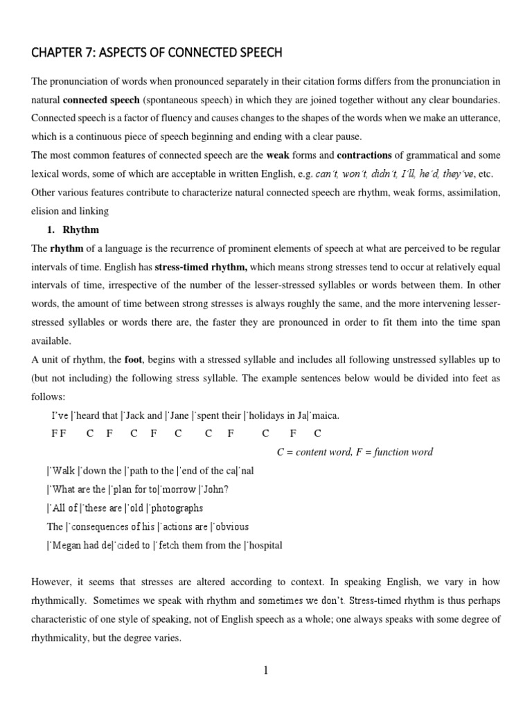 21 - CHAPTER 7 - Aspects of Connected Speech | Download Free PDF ...
