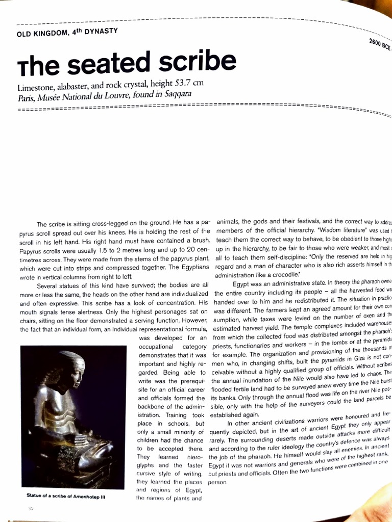 The Seated Scribe | PDF | Ancient Egypt