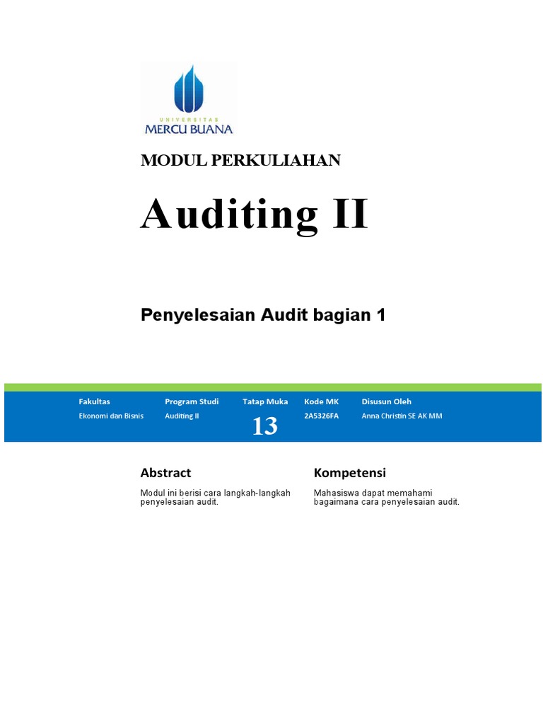 Modul Auditing II (TM13) | PDF