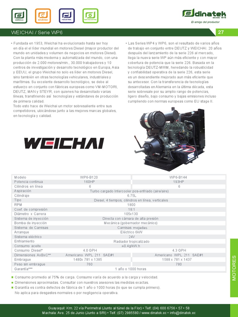 Catalogo Motores-Diesel-Weichai-Serie-WP6-160hp | PDF | Inyección de ...