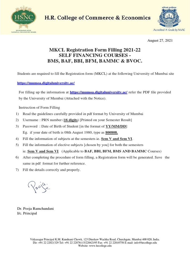SFC - MKCL Form Filling 2021-22 | PDF