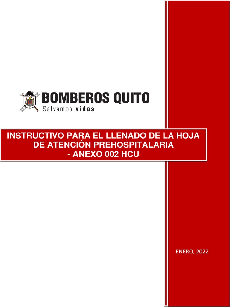 Instructivo para El Llenado de La Hoja Atención Prehospitalaria Anexo 002 - 2022 | PDF ...