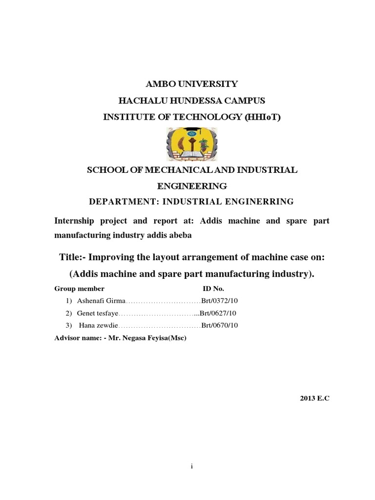 Internship-Project and Report, Ambo University | PDF | Page Layout | Factory