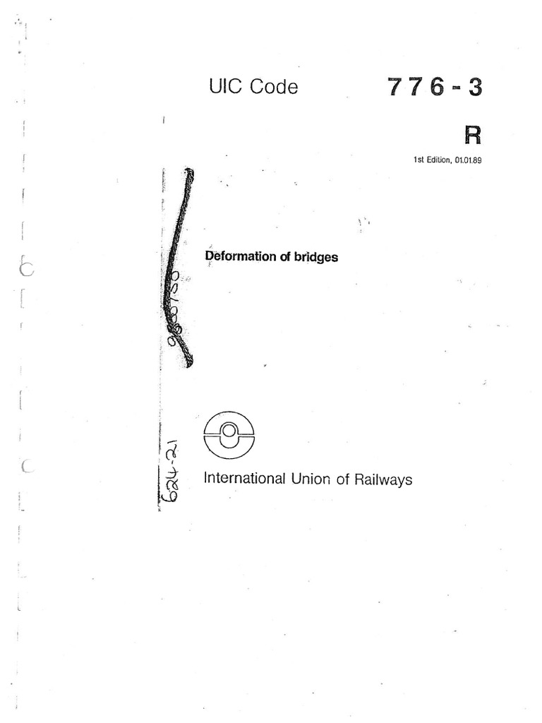 UIC Code 776 - 3 R1 International Union of Railways Deformation of ...