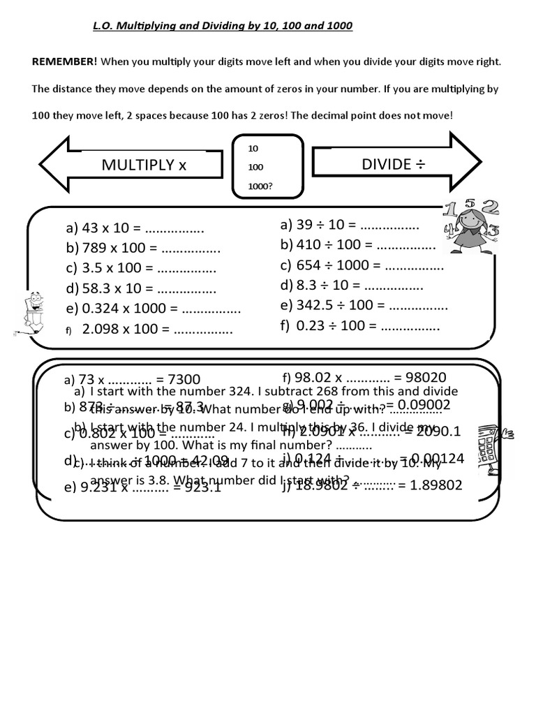 Multiply and Divide by 10 100 and 1000 | PDF | Computer Engineering ...