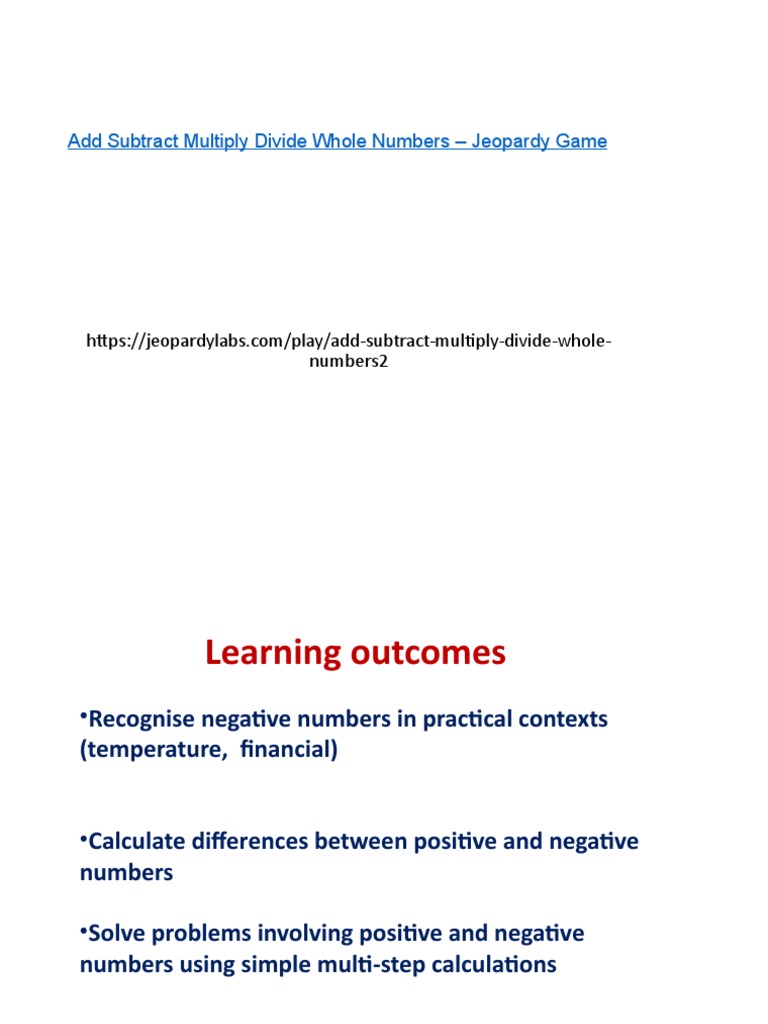 Review Week and Negative Numbers | PDF | Numbers | Elementary Mathematics