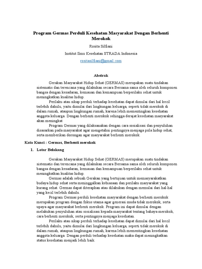 Program Germas Perduli Kesehatan Masyarakat Dengan Berhenti Merokok ...