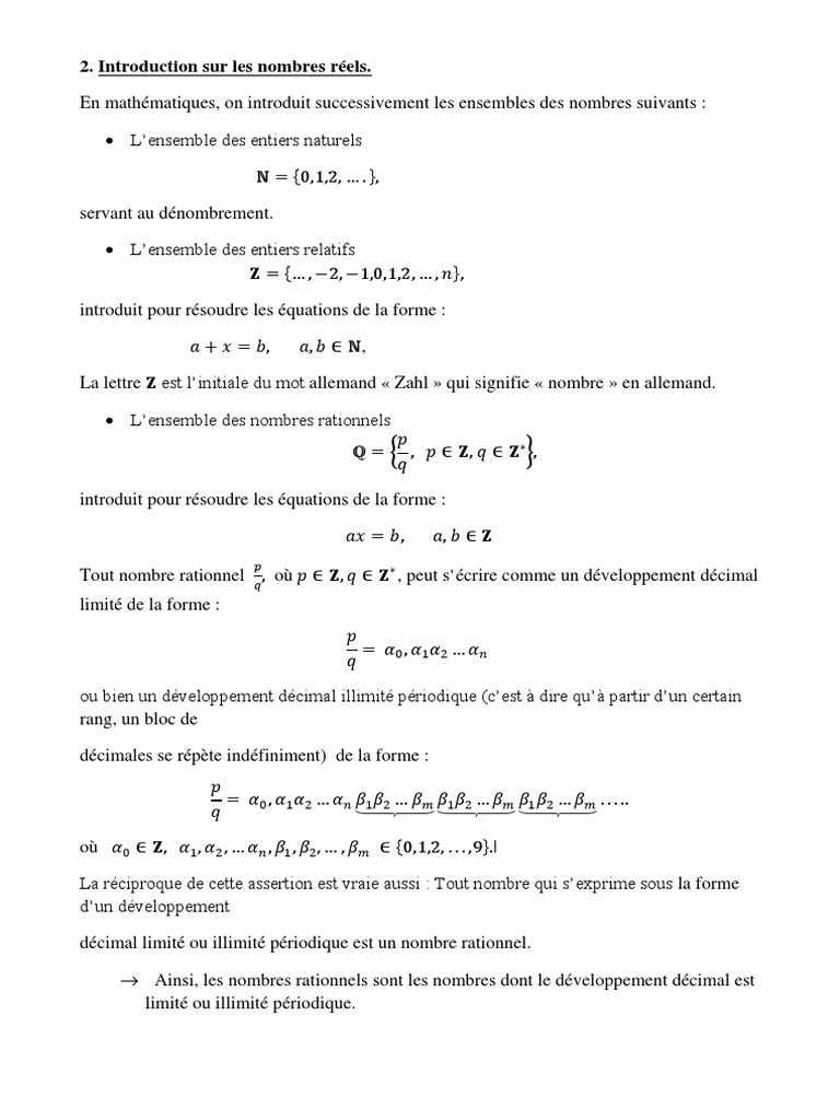Introduction aux nombres réels en mathématiques | PDF | Nombre ...