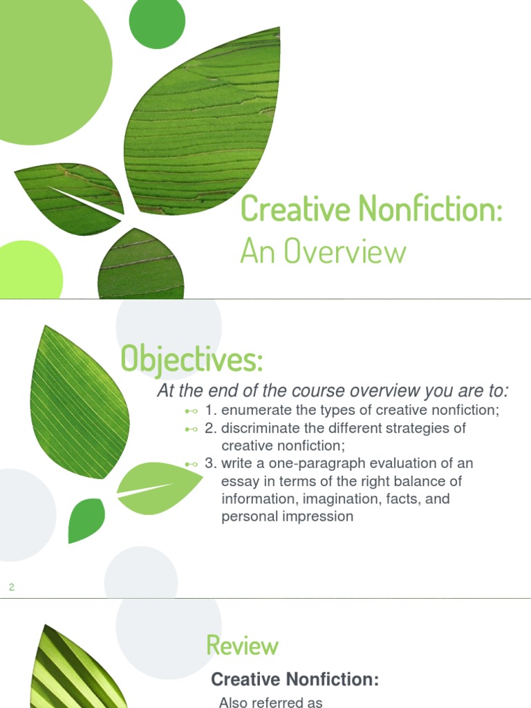Creative Nonfiction Elements Strategies Types | PDF | Creative ...