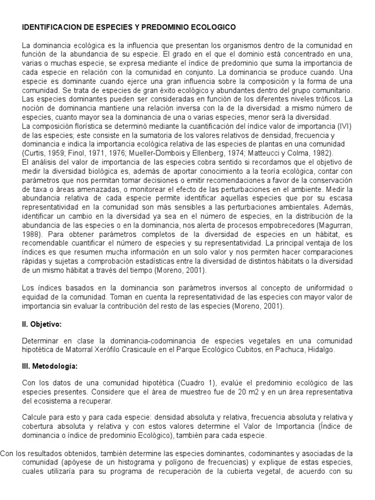 Predominio Ecologico | PDF | Ecología | Fauna