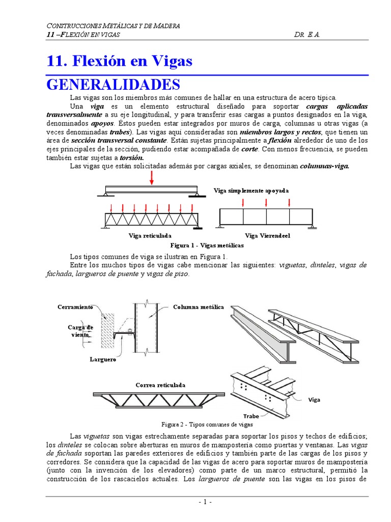 Flexión y Tipos de Vigas Metálicas | PDF | Pandeo | Doblar
