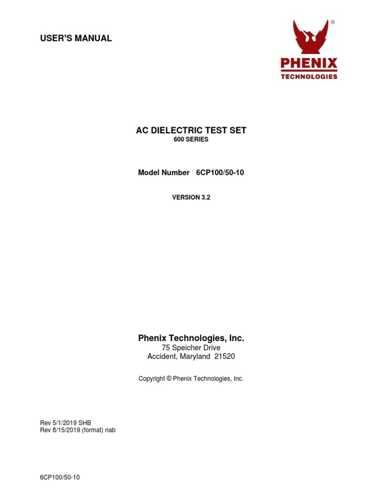 User 'S Manual: Model Number 6CP100/50-10 | PDF | Transformer | Switch