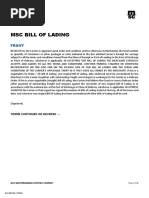 MSC Bill of Lading Terms & Conditions | PDF | Bill Of Lading | Cargo