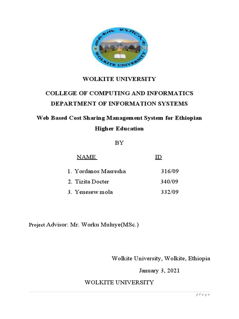 Wolkite University WOLKITE UNIVERSITY COLLEGE OF COMPUTING AND