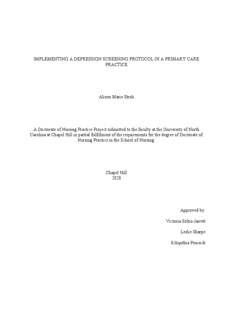 DNP Implementing A Depression Screening Protocol in A Primary Care ...