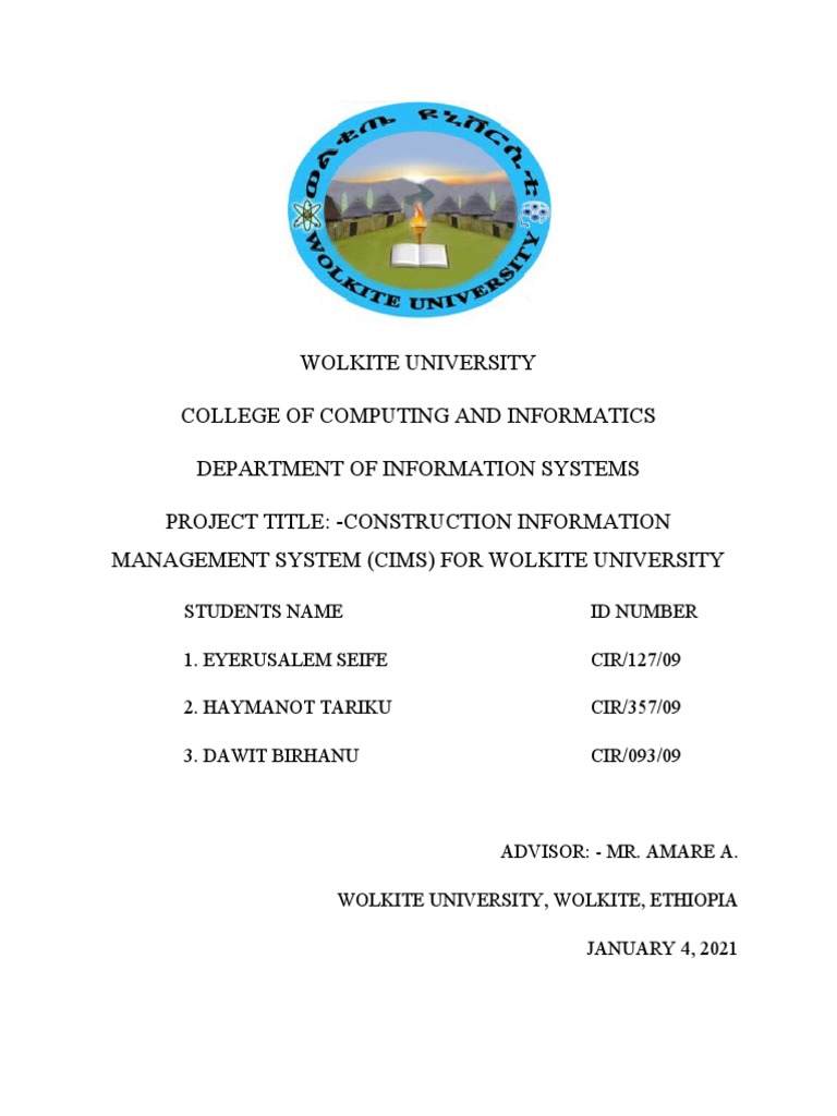 Wolkite University College of Computing and Informatics Department of ...