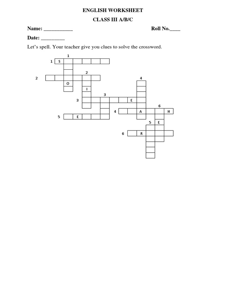 Crossword Puzzle Worksheet | PDF
