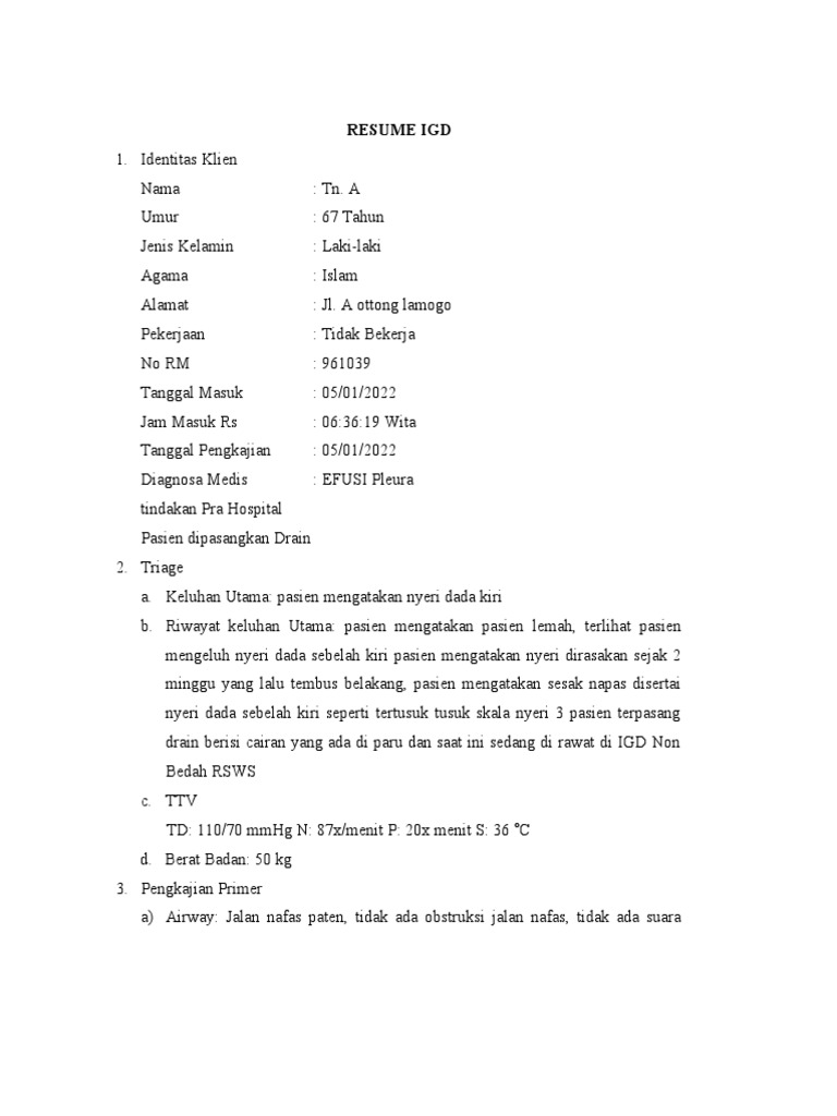 Resume Kasus Ica Igd | PDF
