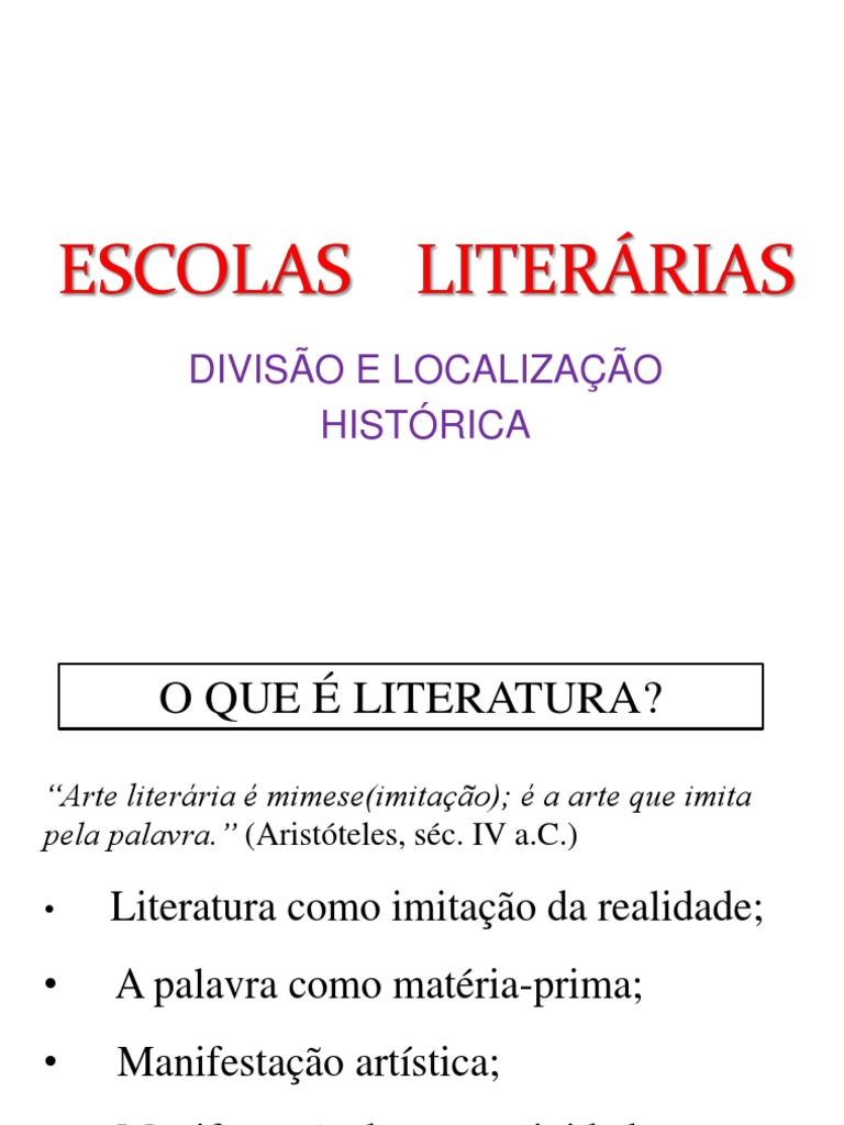 3º Ano Literatura Material Complementar Escolas Literárias Linha Do ...