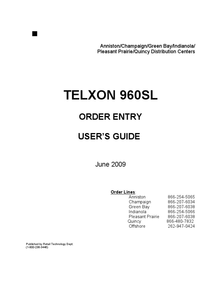 User's Guide for Order Entry Using the Telxon PTC-960SL Handheld Device ...