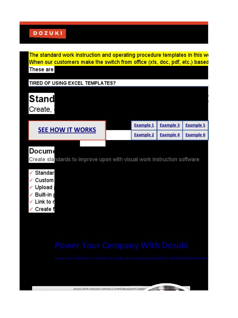 Dozuki Work Instructions Templates | PDF | Microsoft Excel ...