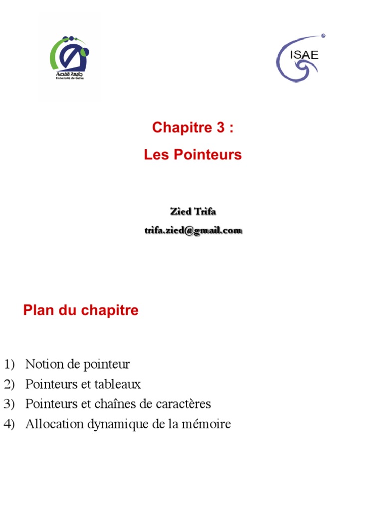 Chapitre 3 Les Pointeurs | PDF | Pointeur (programmation) | Informatique