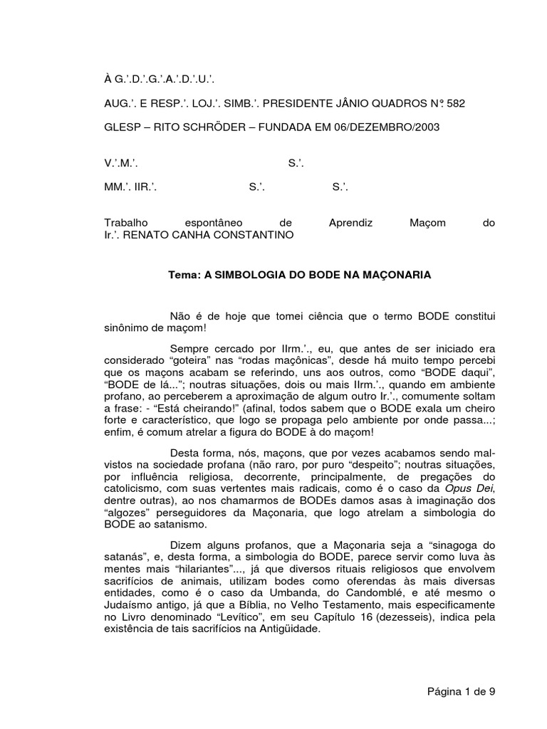 Simbologia do Bode na Maçonaria | PDF | Maçonaria | Igreja católica