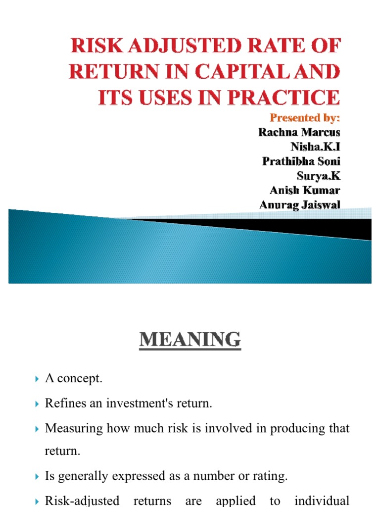 FRM PPT Risk Adjusted Rate of Return in Capital | PDF | Sharpe Ratio ...