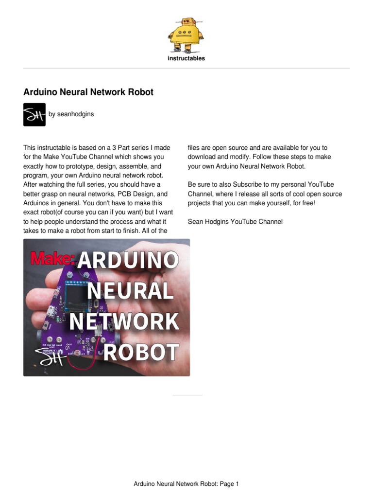 Arduino Neural Network Robot Pdf Printed Circuit Board Arduino