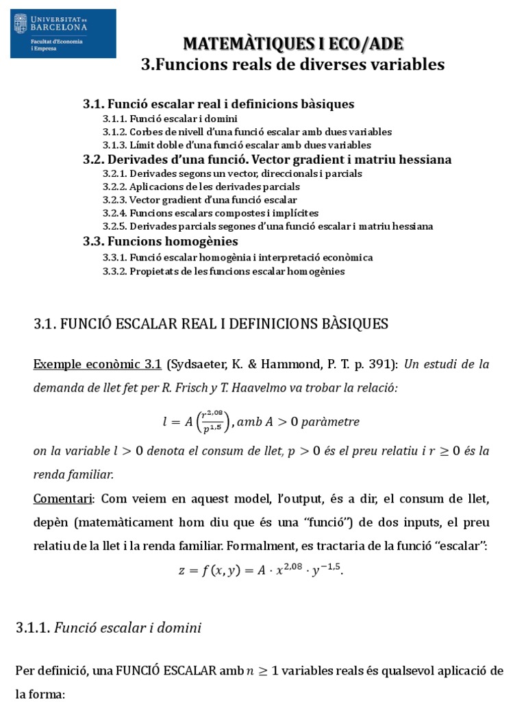 3 Funcions Diverses Variables | PDF