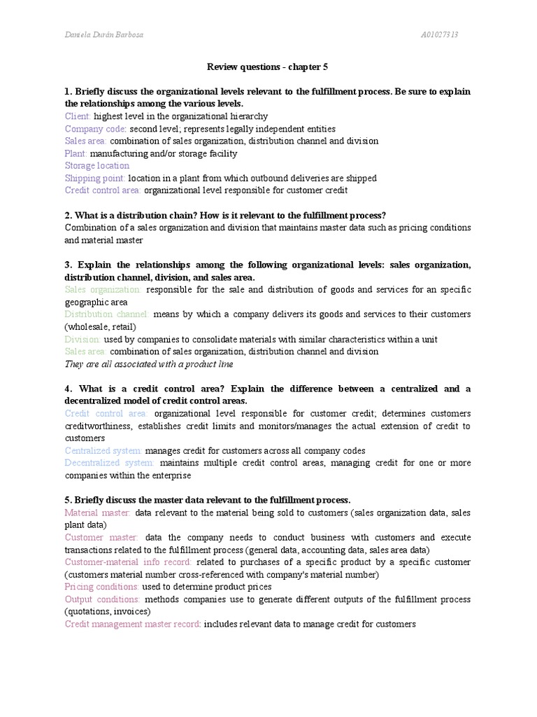 Review Questions Chapter 3 | PDF | Receipt | Sales