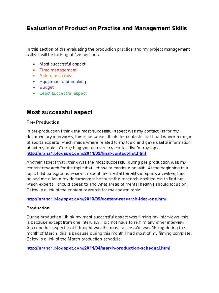 Evaluation Part One | PDF | Filmmaking