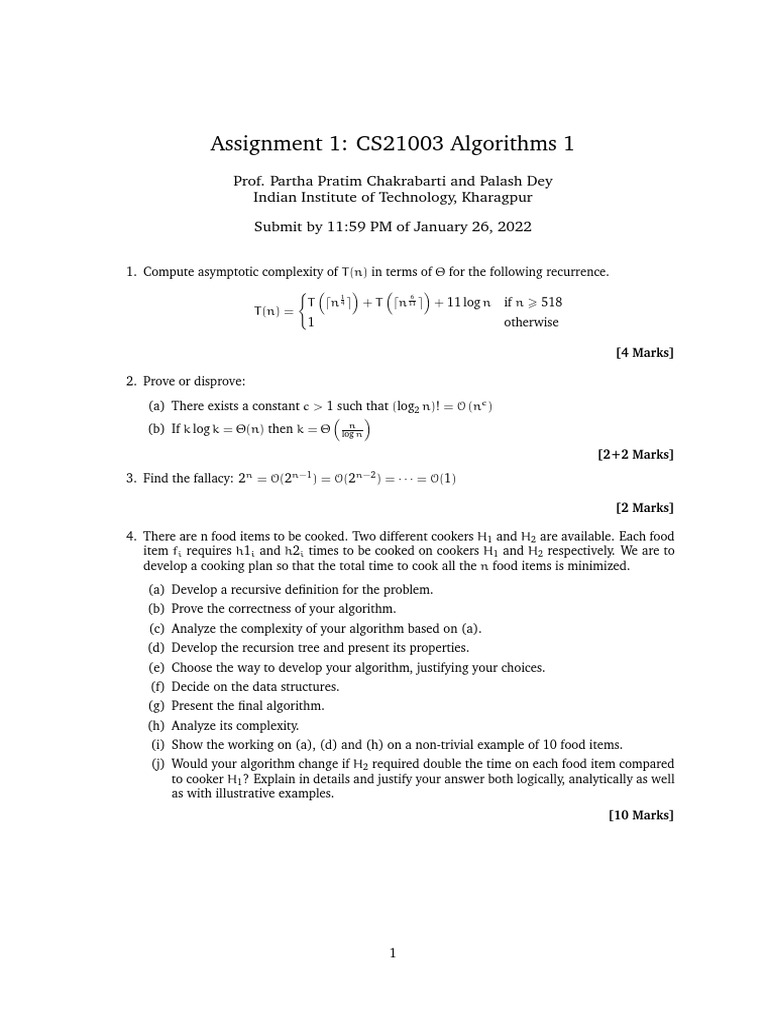 CS21003 Assignment 1: Algorithms Analysis | PDF | Teaching Methods ...