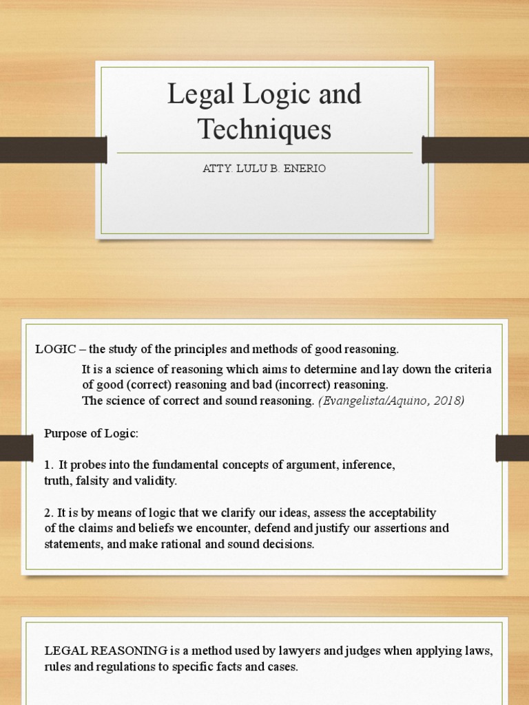 Legal Logic and Techniques: Atty. Lulu B. Enerio | PDF | Argument ...