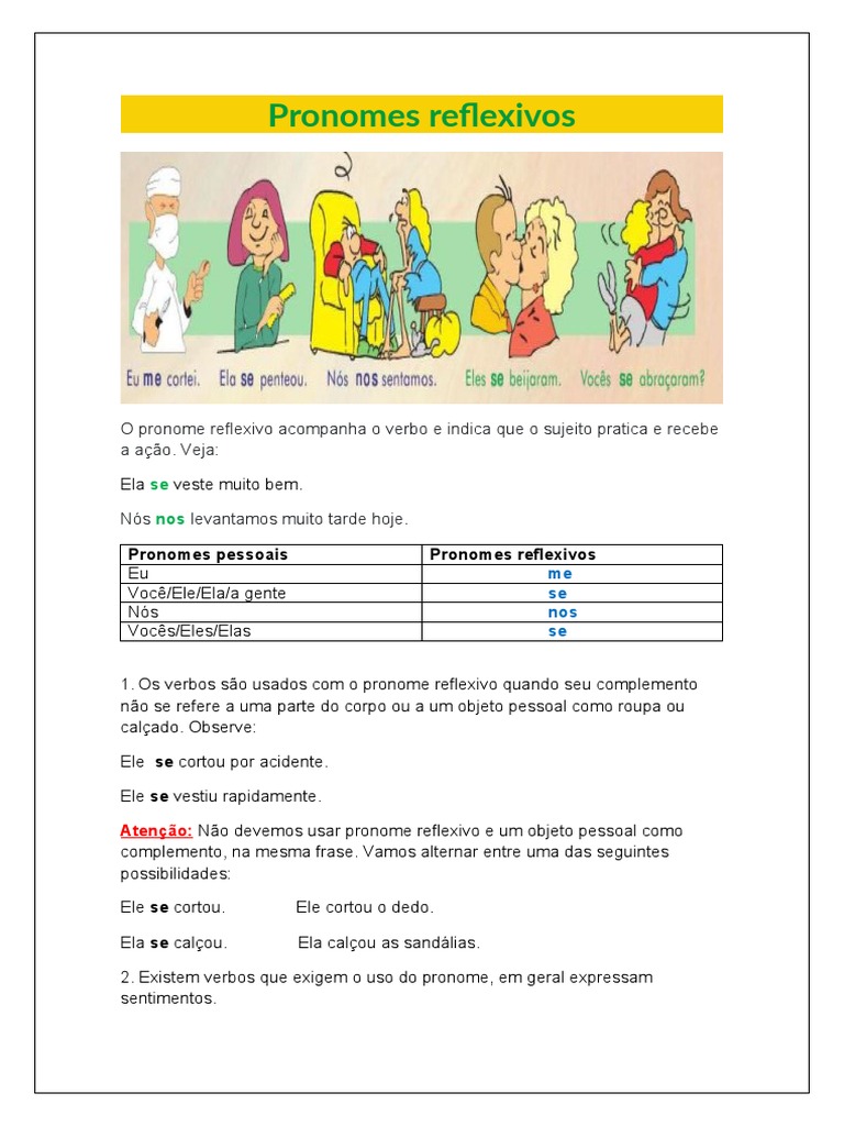 Pronomes Reflexivos | PDF | Pronome | Roupas