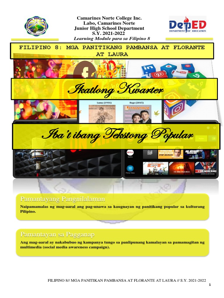 Filipino 8 Module Q3 Sy 2021-22 | PDF