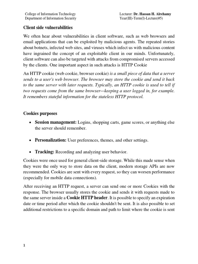 Client-Side Cookie Vulnerabilities | PDF | Http Cookie | Internet & Web