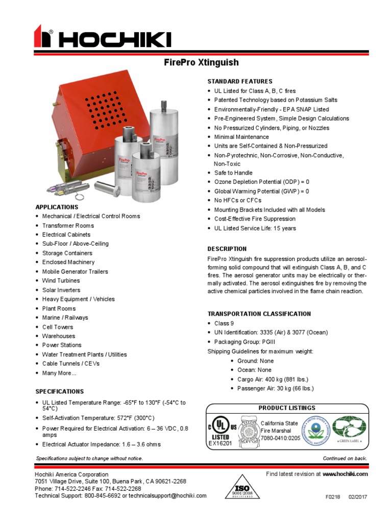 FirePro Xtinguish Datasheet - 02-2017 | PDF | Fires | Chlorofluorocarbon