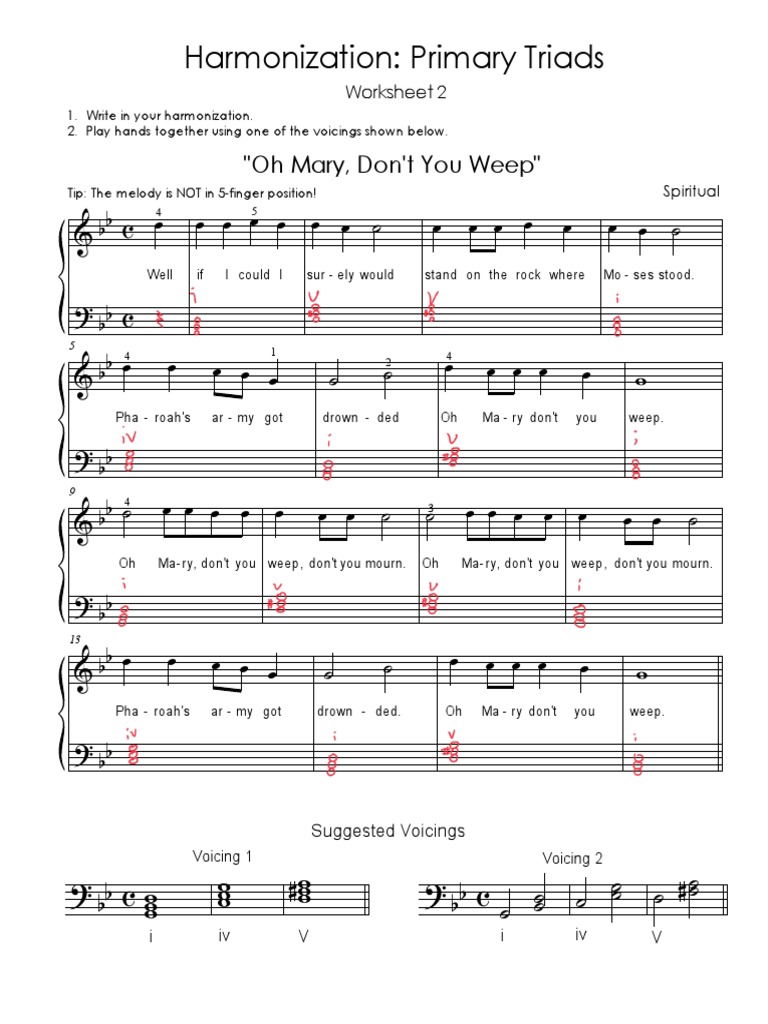 Oh Mary Don T You Weep Worksheet 2 1609019012 | PDF