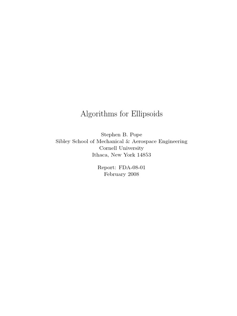 Algorithms For Ellipsoids | PDF | Matrix (Mathematics) | Ellipse