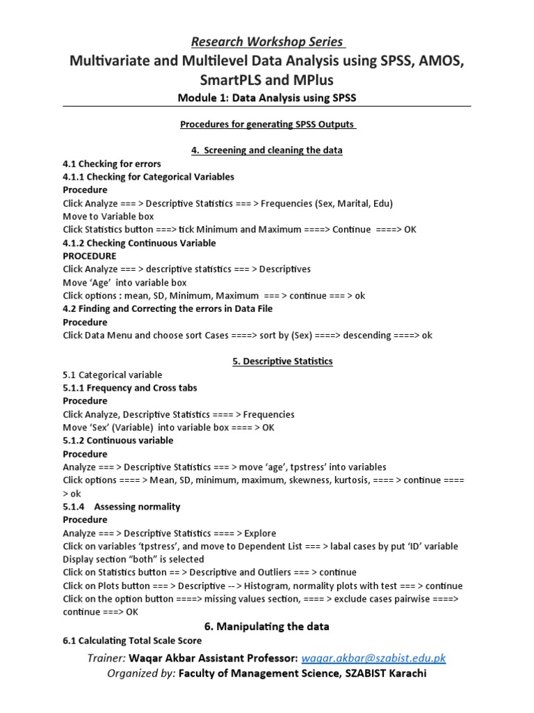 Multivariate and Multilevel Data Analysis Using SPSS, Amos, Smartpls ...
