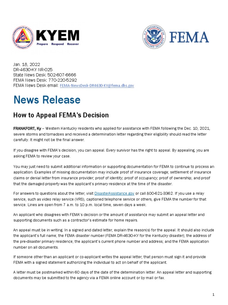 How To Appeal FEMA's Decision | PDF | Federal Emergency Management ...